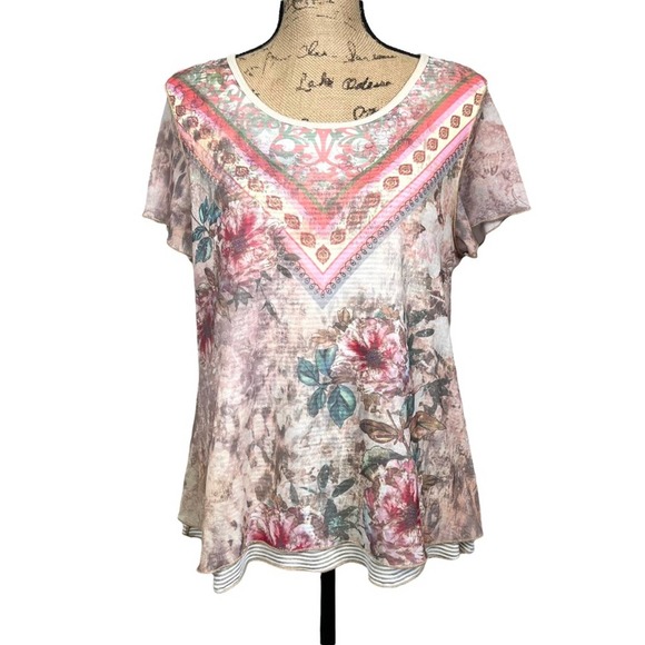 Sundance | Tops | Sundance Ever Blooming Top Large Floral Mesh Overlay ...